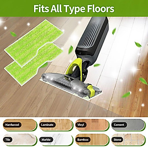 Gudotra 6 Pack Mop Pad Refills Compatible with Shark Vacmop Hardwood Floor Vacuum Mops VM252 VM251 VM200 VM200C VM190 VM252C QM250 VM250 VC205 Reusable Wet and Dry Vacmop Pads Green