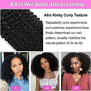 Rolisy Kinky Curly Clip In Hair Extensions Human Hair 16 Inch Curly Hair Extensions Clip In Human Hair for Black Women 3C 4A 4B Afro Kinky Curly Hair Clip Ins Soft Brazilian Remy Hair Thick Ends