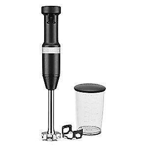 KitchenAid 13-Cup Food Processor, Black Matte & KHBV53BM Variable Speed Corded Hand Blender, Black Matte, 8 in