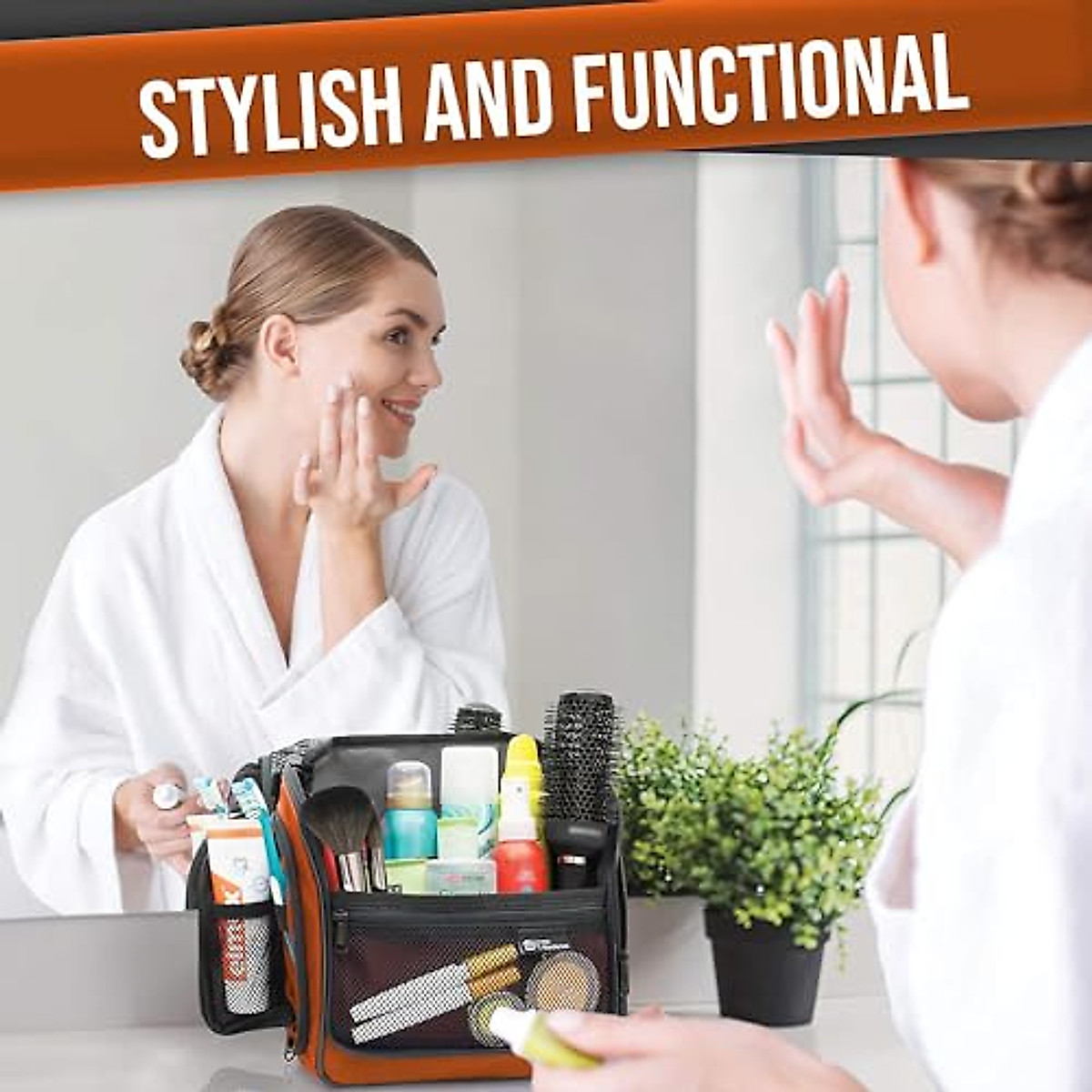 D&D Hanging Travel Toiletry Bag for Men and Women – Cosmetics, Makeup and Toiletries Organizer Kit with 10 Compartments, YKK Zippers, XXL Metal Swivel Hook, Water-Resistant Nylon