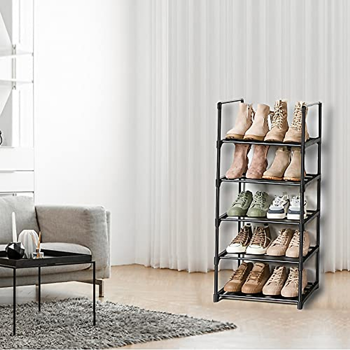 OYREL Sturdy Metal Shoe Rack Organizer,Narrow Shoe Racks for Closets, Shoe Stand,Shoe Shelf