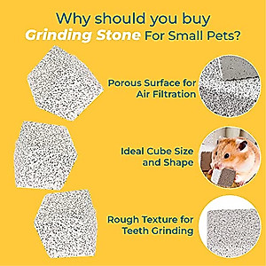 Meric Grinding Stone for Small Pets, Lava Rocks, Trims Rodent Teeth, Smooths Claws, Adds Calcium to Diet, Chew Toys for Rabbits, Chinchillas, Rats, Mice, Hamsters & Guinea Pigs, 10pcs