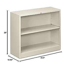 HON S30ABCQ Metal Bookcase, Two-Shelf, 34-1/2w x 12-5/8d x 29h, Light Gray