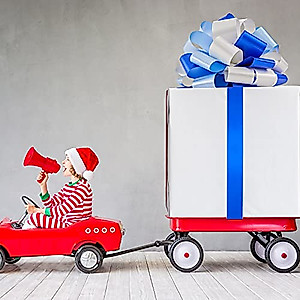 Car Bow Pull Bow Car Gift Wrapping Bow with 20 ft Car Ribbon for Car Decor Wedding New Houses Party Celebration (Blue and White,20 Inch)