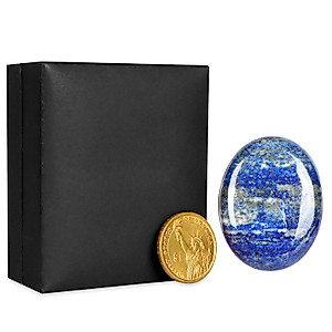 Palm Stone Natural Lapis Lazuli 1.8" Pocket Oval Thumb Worry Stone Polished Chakra Healing Crystals Reiki for Anxiety Stress Relief Therapy, Meditation
