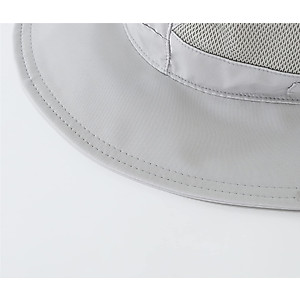 Connectyle Men's Outdoor Mesh Boonie Sun Hat Wide Brim UV Protection Fishing Hat (Grey)