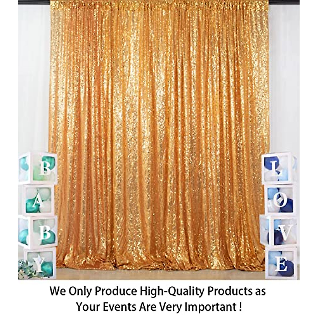 Gold Shimmer Sequin Fabric Photography Backdrop (20FTX10FT)