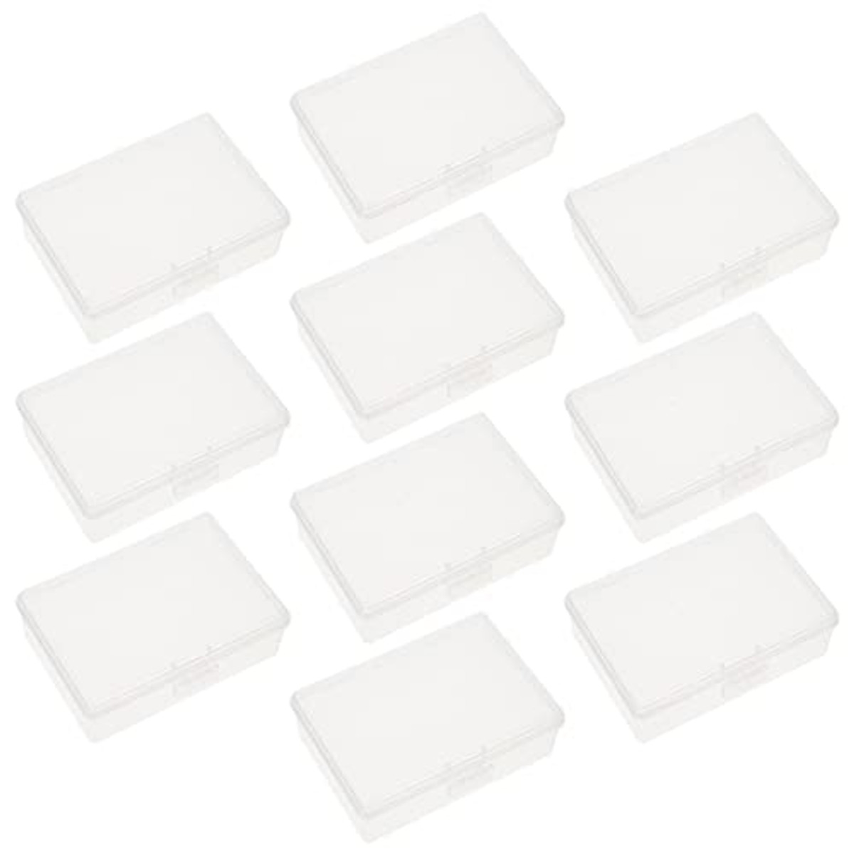 Operitacx 10Pcs Battery Storage Organizer Stackable Plastic Storage Bin Clear Storage Case Holder Container with Hinged Lid for Keeping Small Parts Coints Screws Business Cards Game Pieces Crafts