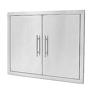 Stanbroil BBQ Double Access Door with Paper Towel Holder and Shelf, 31" W x 25" H, 304 Stainless Steel Outdoor Kitchen Doors for BBQ Island, Outside Cabinet, Grilling Station