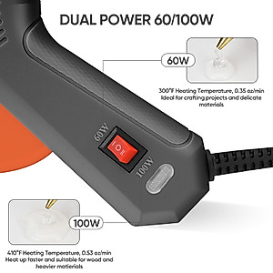 ROMECH Full Size Hot Glue Gun with 60/100W Dual Power and 21 Hot Glue Sticks (7/16"), Fast Preheating Heavy Duty Industrial Gluegun with Storage Case for Crafting, DIY and Repairs (Gray)