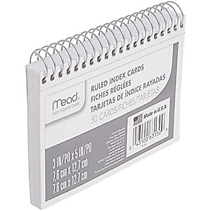 Mead Wirebound Ruled Index Cards, 3 X 5 Inches (63130)