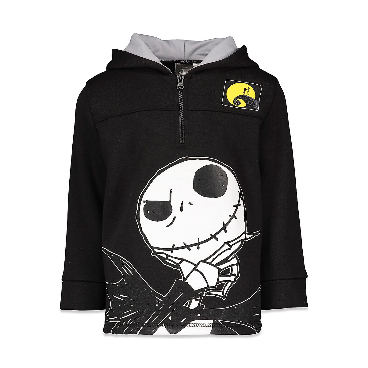 Disney Nightmare Before Christmas Jack Skellington Little Boys Fleece Half Zip Hoodie Black 6