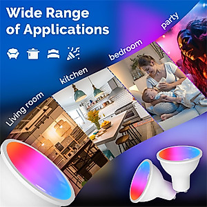 MOES Matter Smart GU10 LED Light Bulbs, Color Changing WiFi Smart Bulbs, 2700K-6500K CW& RGB Dimmable, Smart Life Remote Control, Work with Apple Homekit/Alexa/Google Home, 400lm 5W 4 Pack