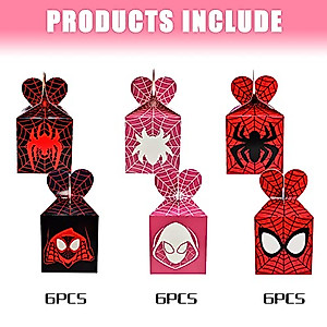 18 PCS Miles Morales Birthday Party Favor Boxes Spider Amazing Friends Party Candy Gift Boxes Spider Goodie Boxes for Birthday Party Decorations and Supplies