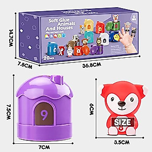 Farm Animal Toddler Toys for Baby: Kids Learning Toys 20 Pcs Finger Puppets with Counting, Matching, Bath, Role-play| Ideal Christmas Birthday Easter Gifts Stocking Stuffers for Boy Girls Toddlers 1-3