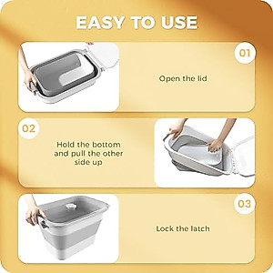 Airtight Dog Food Storage Container Up to 𝟮𝟯 𝗹𝗯𝘀,【Keep Dry Food Fresh】 Collapsible Pet Food Container with Clear Lid,【Ready to Use】 Cat Treart Container with Attachable Casters and Measuring Cup