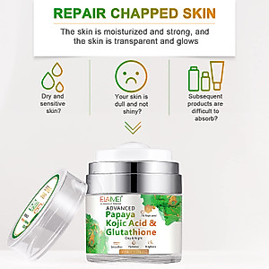 Cream for Face, Papaya Kojic Acid Glutathione Natural Skin Nourishing Resurfacing Face Cream, Day&Night Moisturizing Skin Cream, Brighting Dark Spots, Intensely Hydrating, Provide Elastic and Youthful