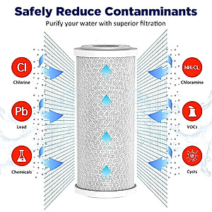 SimPure 10" x 4.5" 5-Micron Sediment and Carbon Water Filter Combo Fitting Most Standard 10-Inch Whole House Water Systems