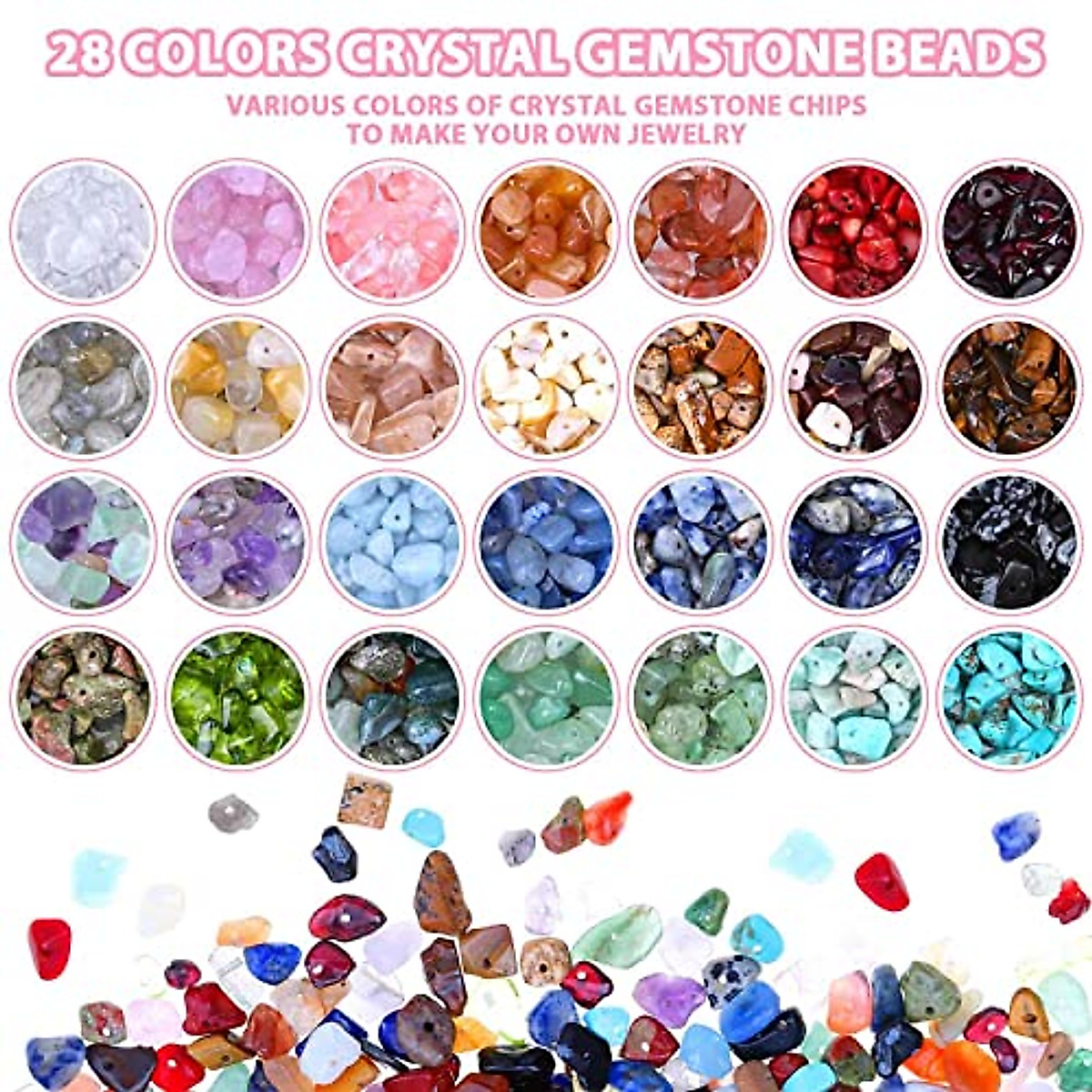 selizo Ring Making Kit with Crystal Beads, 28 Colors Crystal Jewelry Making Kit with Crystals, Jewelry Wire, Pliers and Earring Making Supplies for Jewelry Making