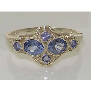 LetsBuyGold 925 Sterling Silver Real Genuine Tanzanite Womens Promise Ring - Size 9