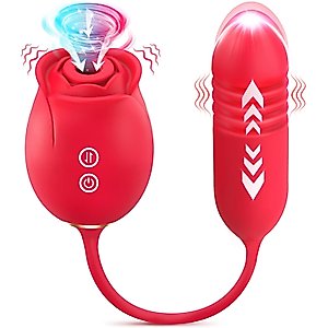 Sex Toys Dildo Rose Vibrator - Upgraded Rose Sex Toy for Women with 9 Sucking & 9 Thrusting Vibrating Dildos G Spot Vibrators for Clit Nipple, Women Adult Sex Toys Games for Couples Sex Machine