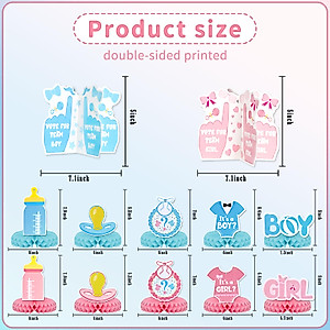 Baby Gender reveal Honeycomb Centerpieces, KSKSPE 12Pcs baby gender reveal Party Table Centerpieces baby gender reveal Decorations baby gender reveal Theme Party Table Decoration for baby Supplies
