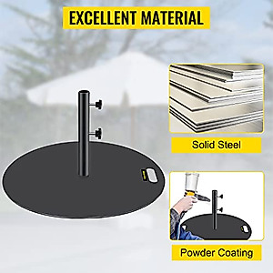 VEVOR, 27" Round Heavy Duty, 39lbs Holder Stand, Cast Iron 1.5-2" Pole Market Umbrella Base with 14" Height Pipe for Yard/Garden/Deck, Black