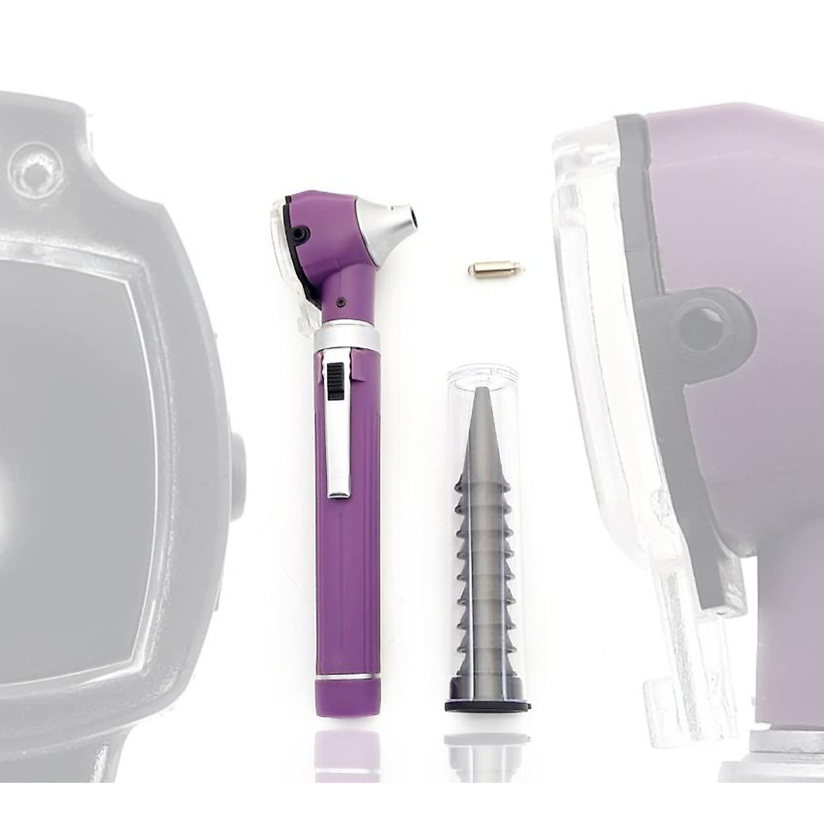 MEDCASE Brilliance German Fiber Optic Otoscope - Professional Ear Scope with LED Light and Speculum for Ear Examination and Diagnosis - Ideal for Professional and Home Use - Purple Color