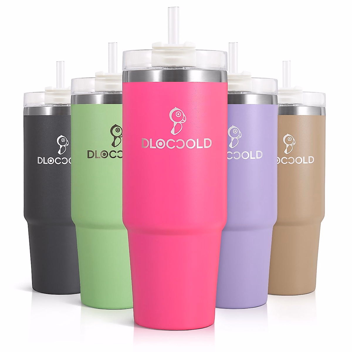 DLOCCOLD 40 oz Tumbler with Flip Straw & Handle,Stainless Steel Leak Proof Tumbler,Double Walled Insulated Water Bottle,Reusable Cup, Portable Travel Mug Fit in Cup holder