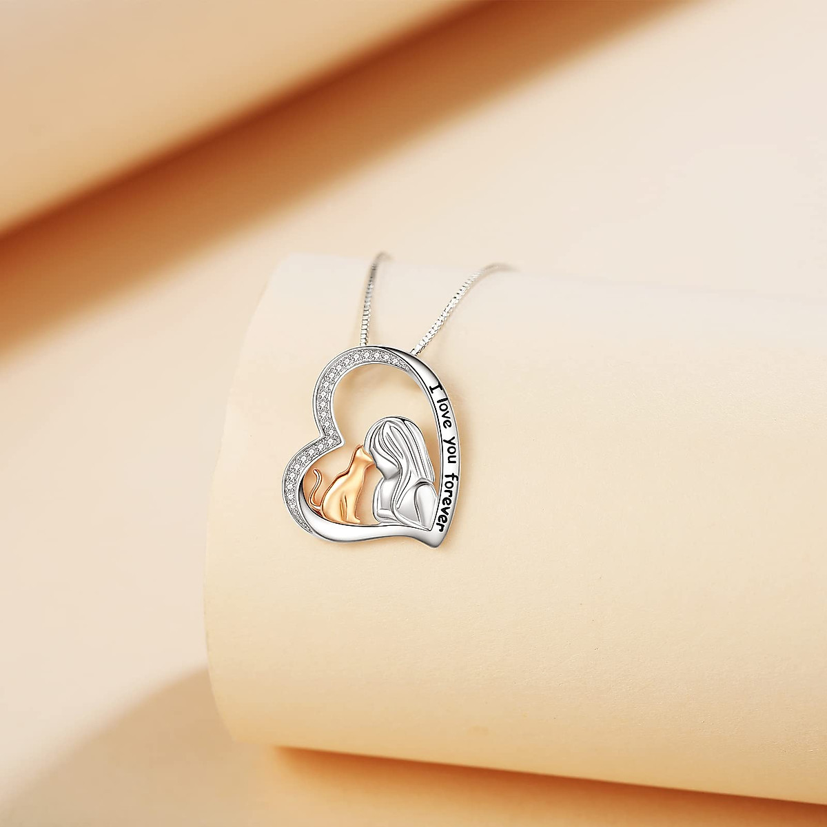 ASLBUNM Cat Necklace 925 Sterling Silver Cute Animal Pendant Necklaces Jewelry Gifts for Cat lovers