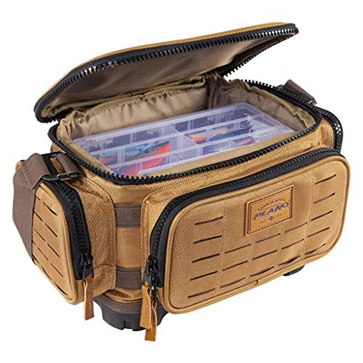 Plano Guide Series 3500 Tackle Bag, Beige, Includes 5 3500 Stowaway Organization Boxes, Premium Soft Fishing Tackle Storage, Waterproof & Non-Skid Base