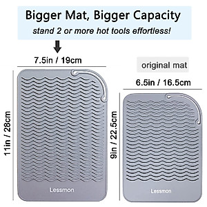Large Heat Resistant Mat for Curling Irons, Hair Straightener, Flat Irons and Hair Styling Tools 11" x 7.5", Grey