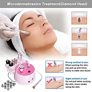 AIMENGXI Diamond Microdermabrasion Machine Professional Plus, 3 in 1 Pink Diamond Dermabrasion Facial Beauty Equipment Skin Care for Vacuum Blackhead Removal & Spray, Suction Power 0-70 cmHg