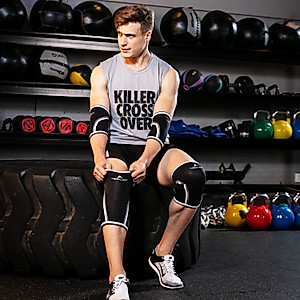 AEOLOS Knee Sleeves (1 Pair)，7mm Compression Knee Braces for Heavy-Lifting,Squats,Gym and Other Sports (Large, Black)