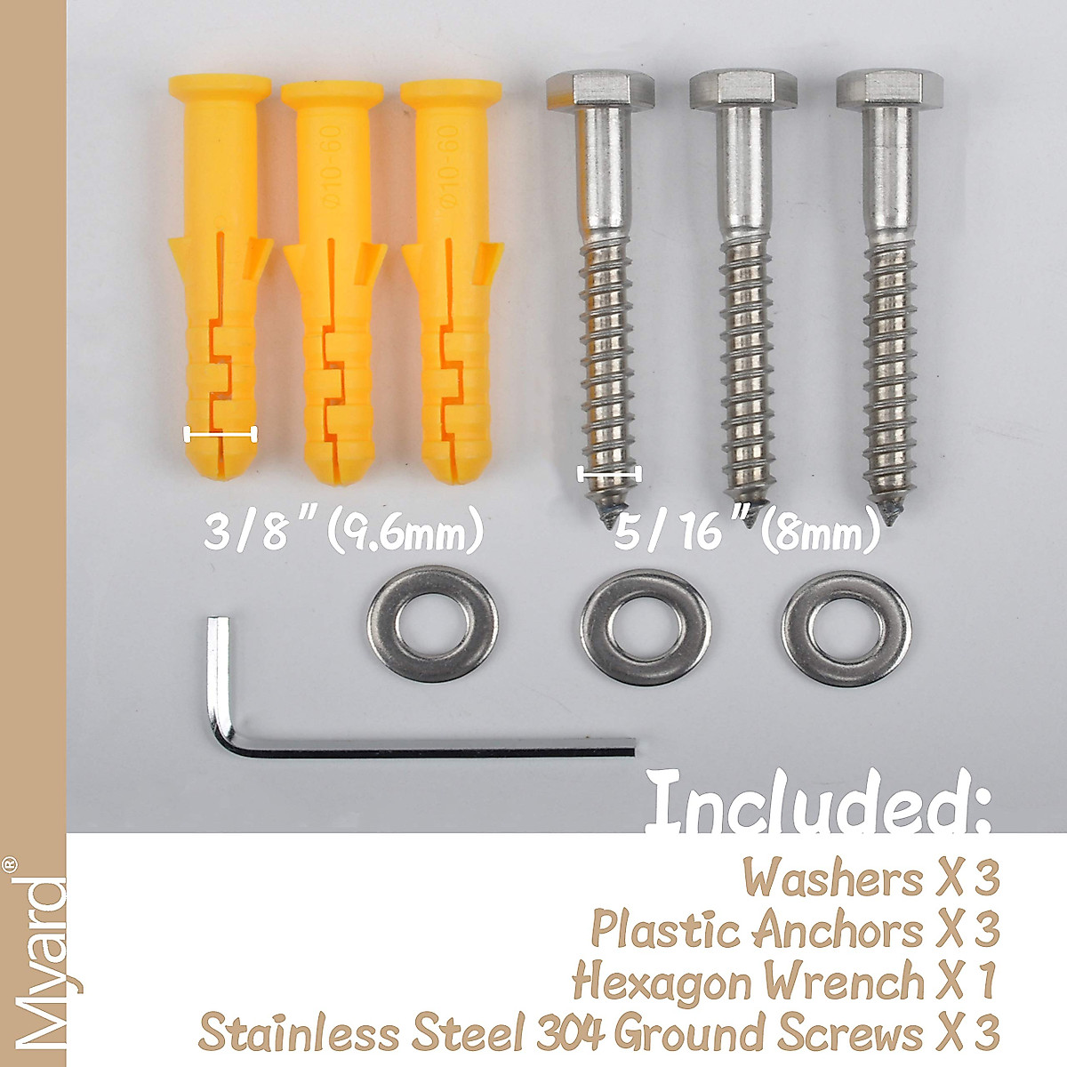 SMB3 Myard 3" Surface Mount Base Anchor Flange for 1.9" Swimming Pool Rail Handrail Ladder to Concrete or Wood Deck (Ivory White, 1-Pack)