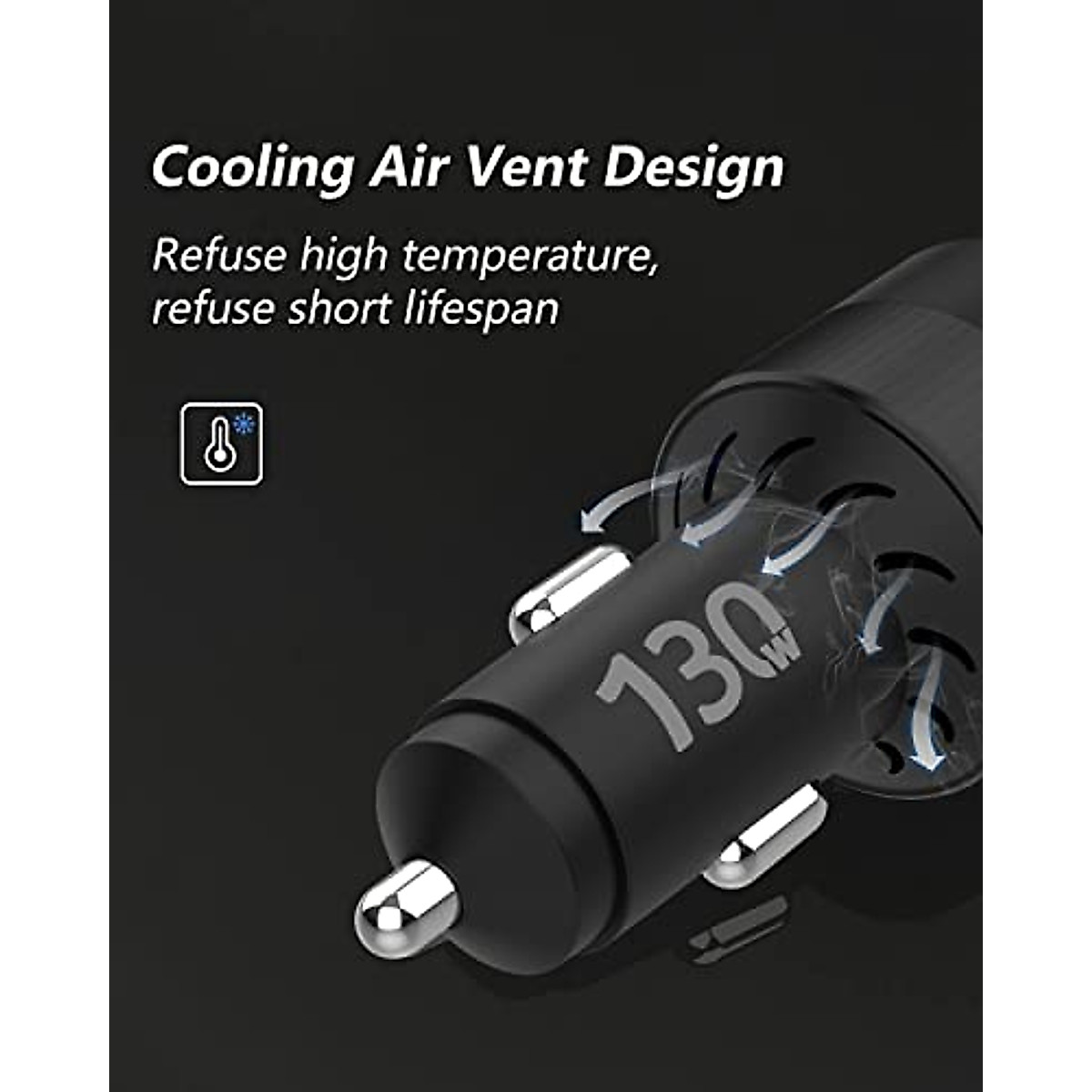 130W USB C Car Fast Charger,3-Port PD 100W PPS 45W QC3.0 30W Super Fast Charging Cigarette Lighter for MacBook Pro Air M1 Laptop iPhone 14 13 12 Pro Max Samsung S22 S21Ultra (with 100W USB C Cable)