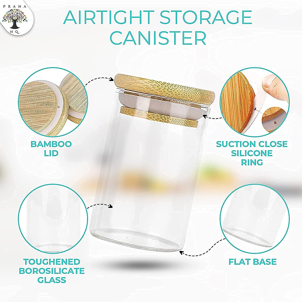 Labros Borosilicate Glass Container Glass Jar with Bamboo Airtight Lid, 9 Pieces,Rice and Spice Jars (220 ml) ||"CUSTOMER TRUST IS OUR SUCCESS" ||9 Pieces, Clear