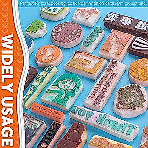 Rustark 42Pcs Rubber Stamp Making Kit, Printing Starter Tool Kit with Carving Knives,Rubber Carving Blocks,Ink Brayer Roller,Tracing Paper and More for Printmaking, Sculpting, Stamping