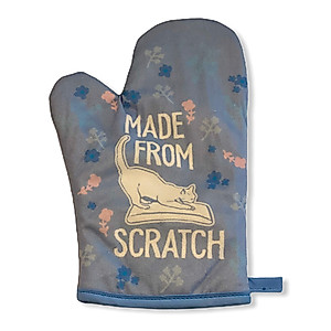 Made from Scratch Oven Mitt Funny Pet Cat Kittly Lover Graphic Novelty Kitchen Glove Funny Graphic Kitchenwear Funny Food Novelty Cookware Grey Oven Mitt