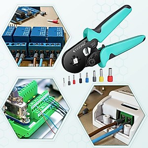 TICONN Ferrule Crimping Tool Kit with 1200PCS Ferrules Insulated Wire Terminals, Self-adjustable Ratchet Wire Crimper for AWG 23–7 Electrical Wire Connectors