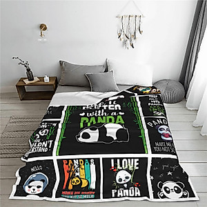 Panda Flannel Blankets Super Soft and Warm Throw Blanket for Couch Sofa Gifts for Girls Boys Kids