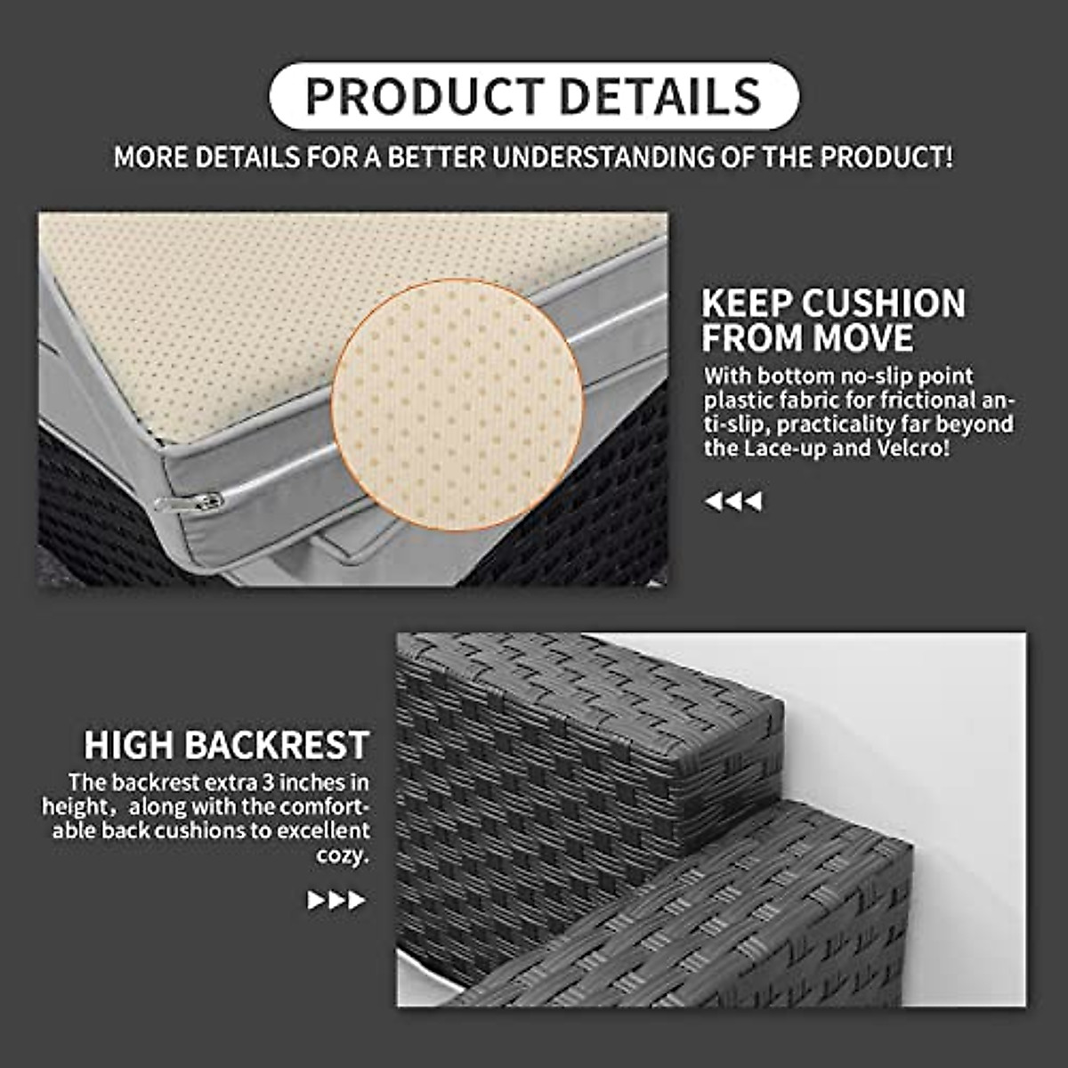 Rattaner 5-Piece Patio Furniture Sofa Set Outdoor Wicker Sectional Couch with Storage Table No-Slip Cushions Furniture Covers, Grey