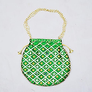 Potli Bags For Women's, Girls Potli Bag Women Stylish Shopping Bag, Women's Bags, Handmade Bags For Girls, Wedding Bags, Fancy Bags By YUSRA HANDICRAFTS, Green