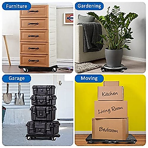 Furniture Dolly for Moving 2 Packs BTBFAMI Portable Furniture Movers with Wheels Moving Dolly,Small Flat Dolly Cart 4 Wheels Heavy Duty 500 Lbs Capacity Black