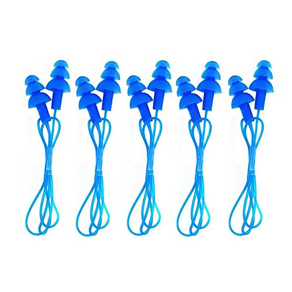 5Pairs Gel Cord String Ear Plugs with Packing Case Soft Flexible Silicone Anti-Noise Waterproof Earplugs Swimmer Swimwear Swimmig Ear Protector for Adults Children Sleeping Swim (Blue)