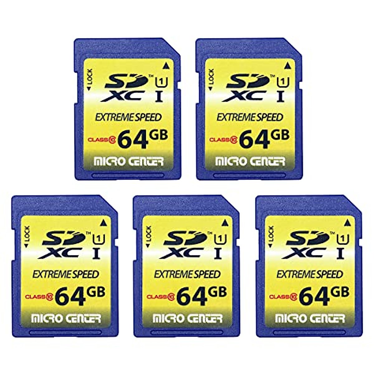 64GB Class 10 SDXC Flash Memory Card Full Size SD Card USH-I U1 Trail Camera Memory Card by Micro Center (5 Pack)