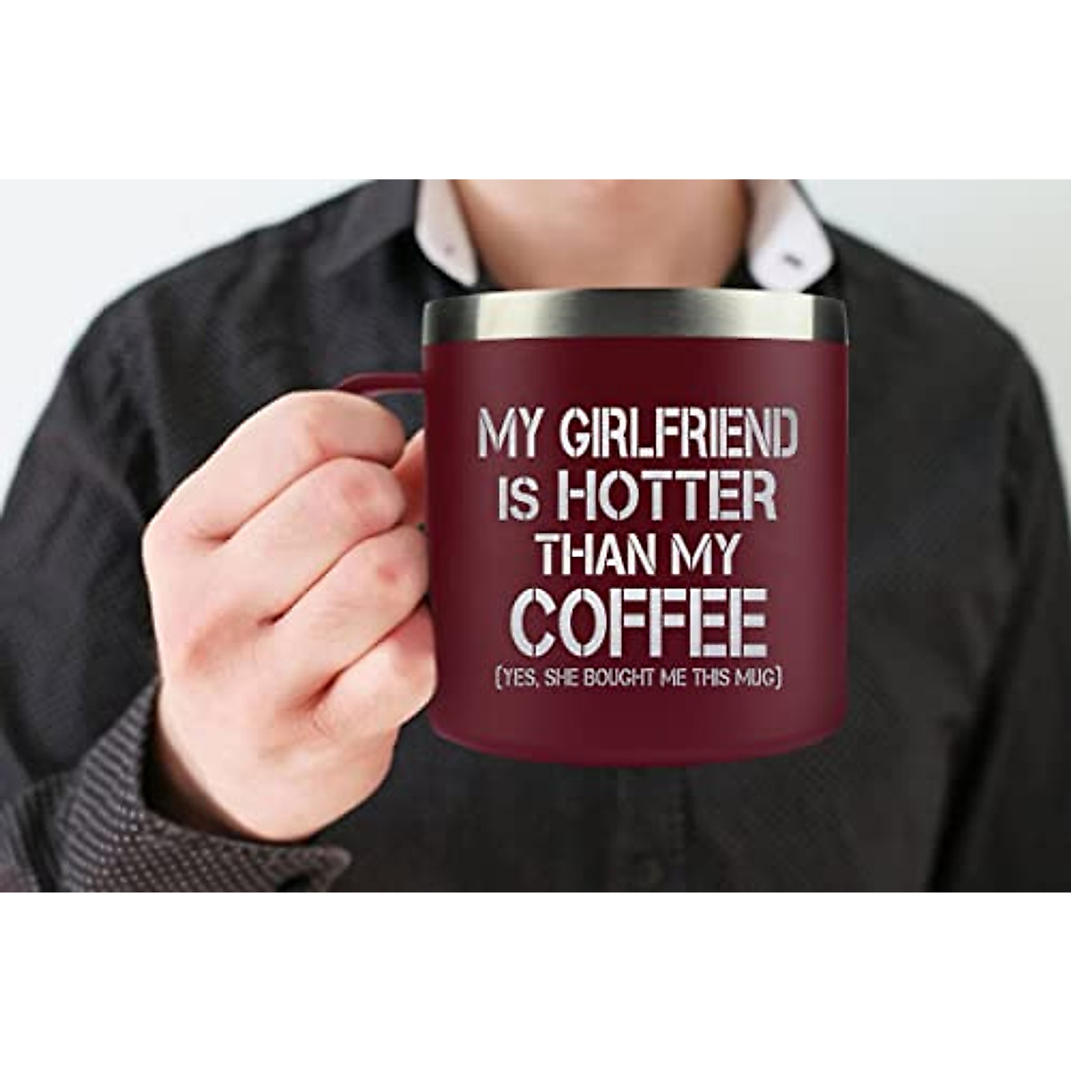Fathers's Day Gifts for Boyfriend from Girlfriend - Boyfriend Fathers Day - Funny Gifts for Boyfriend - Boyfriend Birthday Gifts - Gifts for Him -Present for Boyfriend Novelty Coffee Mug 14oz, Red