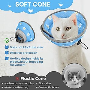 HAPPY HACHI Cat Cone Collar, Adjustable Cat Recovery Collar, Soft Pet Cone After Surgery Recovery Lightweight Elizabethan Collars for Kitten Puppy Anti Scratch