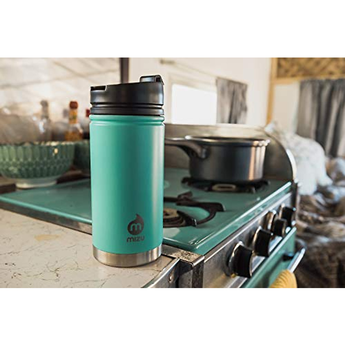 Mizu V5-15 oz. Stainless Steel Vacuum Insulated Wide Mouth Bottle with Coffee Lid, Ice Blue, One Size
