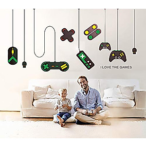 CHengQiSM Game Wall Stickers Gamer Room Decor Gaming Controller Joystick Playroom Wall Decals for Bedroom Living Room Decor Removable Art Mural for Boys Kids Men